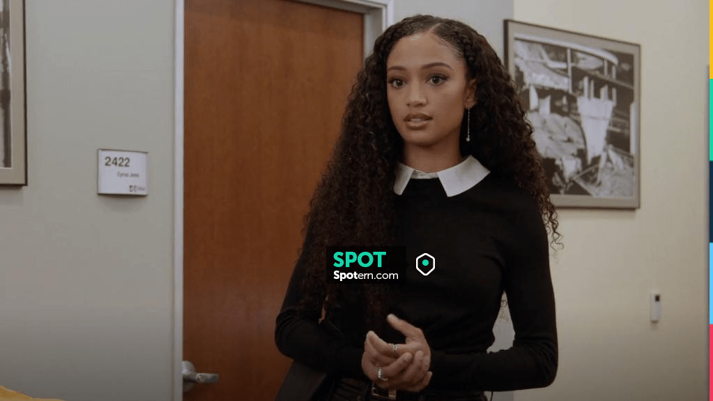 Suéter de cuello de cuero Milly usado por Olivia Baker (Samantha Logan ...