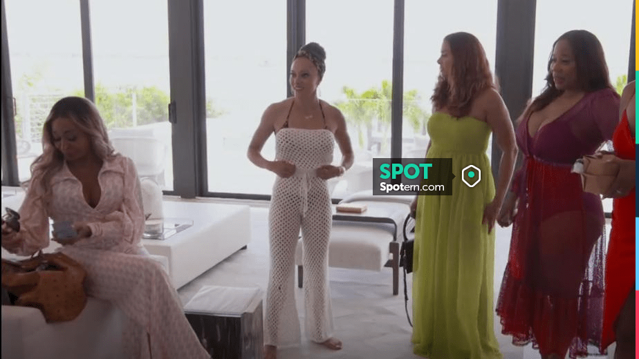 Ophestin Off Shoulder Smocked Wide Leg Jumpsuit worn by Robyn Dixon as ...