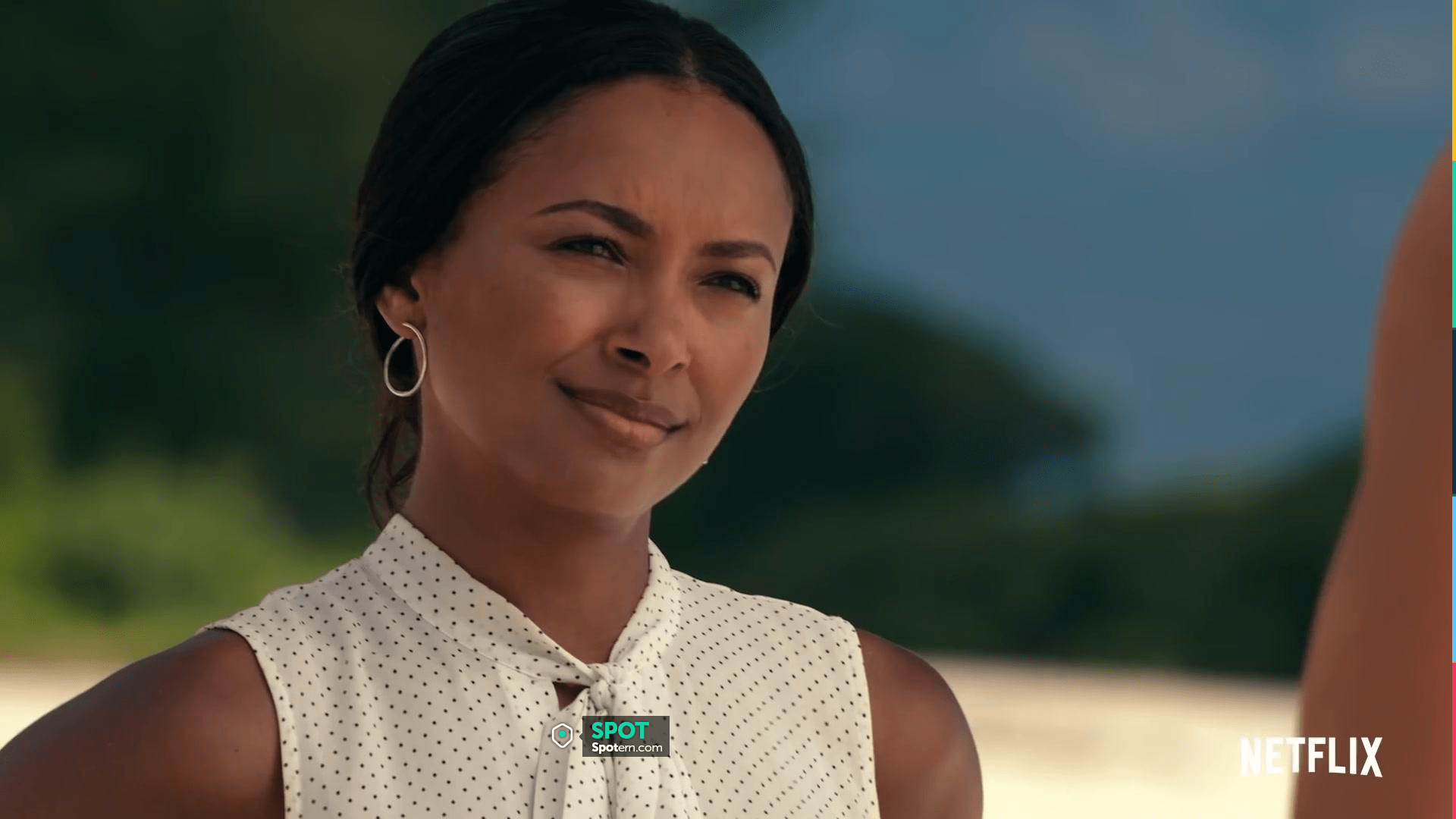 Tie Neck Blouse worn by Erica (Kat Graham) in Operation Christmas Drop ...