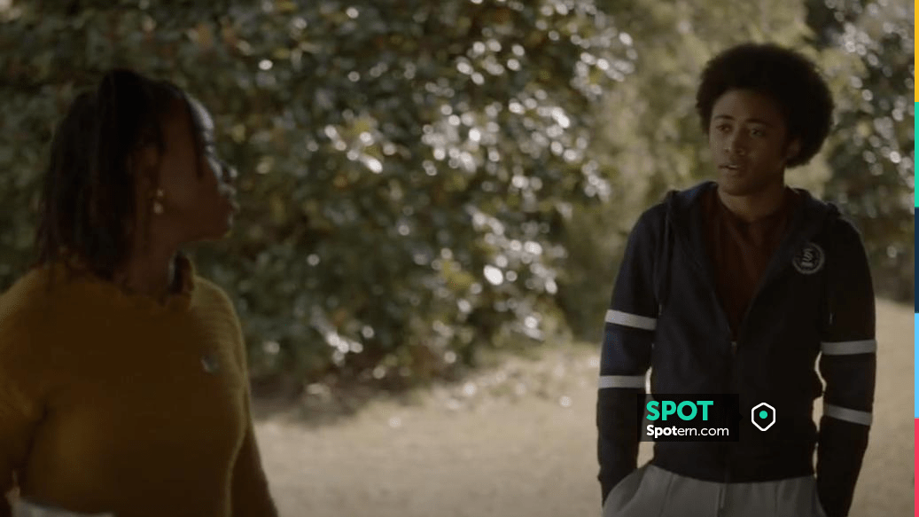 Lacoste Blue Striped Sleeve Hoodie worn by Milton 'MG' Greasley (Quincy ...