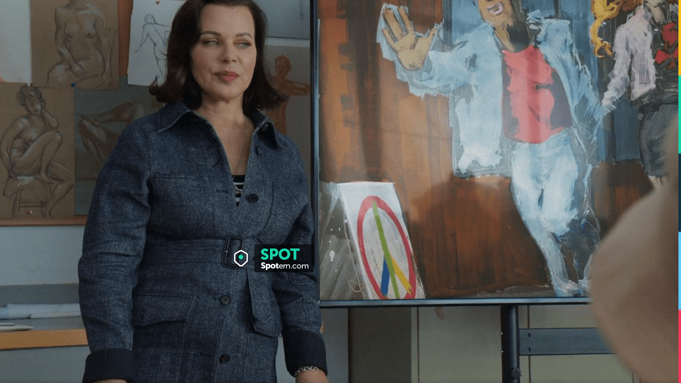 LVIR Signature Stitch Belted Jacket worn by Maggie Amato (Debi Mazar ...