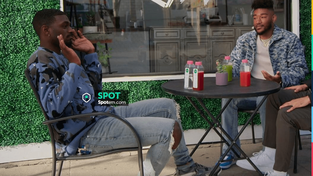 Boohoo Oversized Camo Knitted Jumper worn by Stamaur Mitchell as seen in Sweet Life: Los Angeles ...