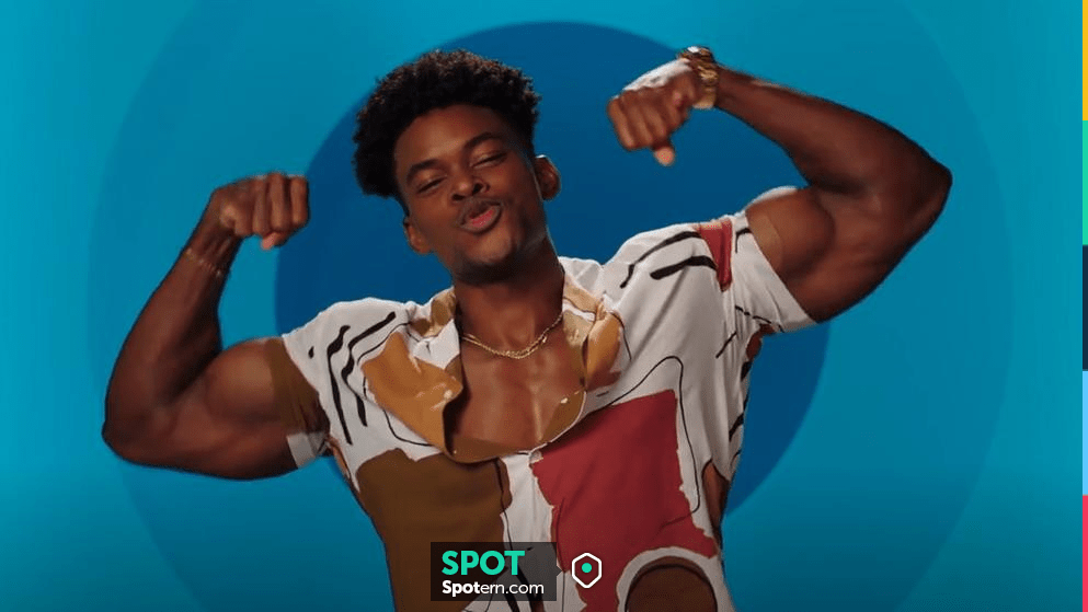 Chemise imprimée géométrique Zara portée par Marvin Achi vue dans The ...