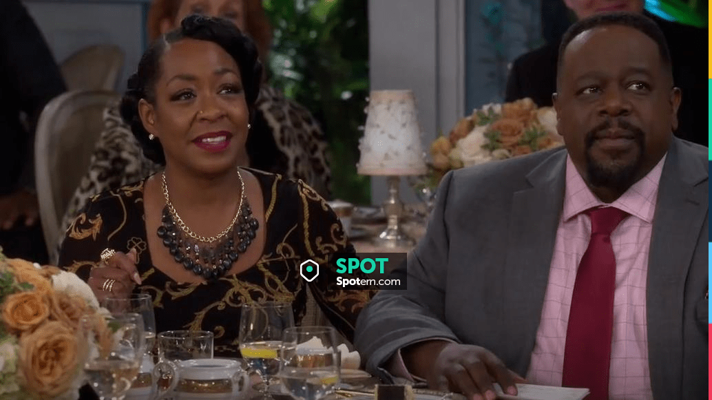 Ganni Rope Print Ruched Midi Dress worn by Tina Butler (Tichina Arnold ...