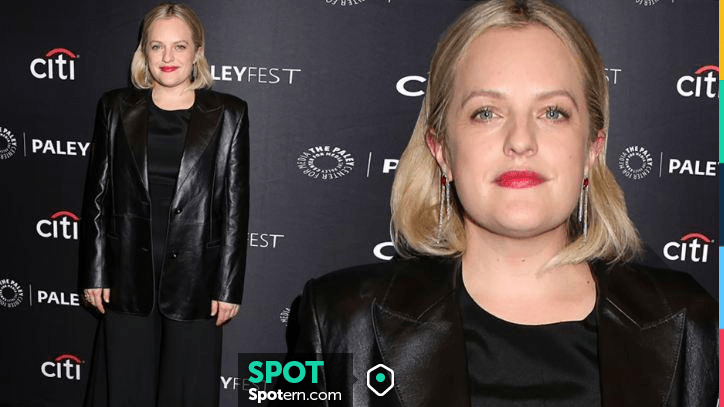 Leather Blazer worn by Elisabeth Moss in the red carpet for the show’s ...