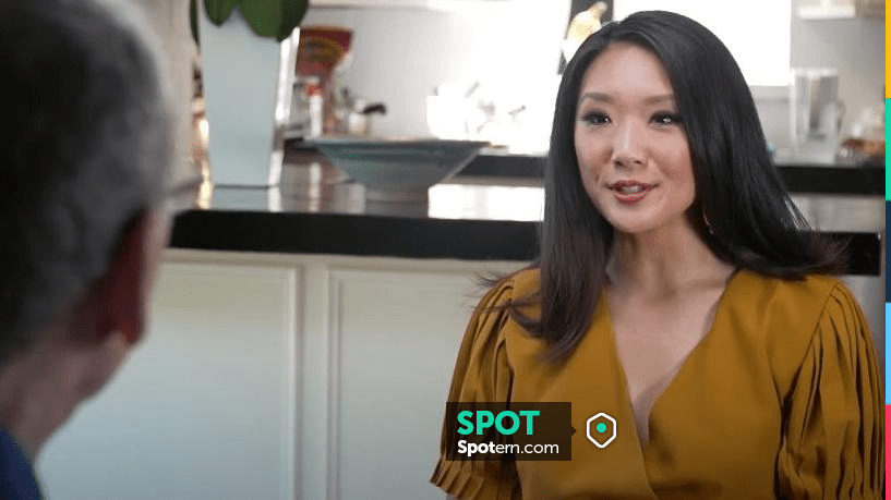 Karen Millen Soft Tailored Pleat Panelled Wrap Dress worn by Nancy Chen ...