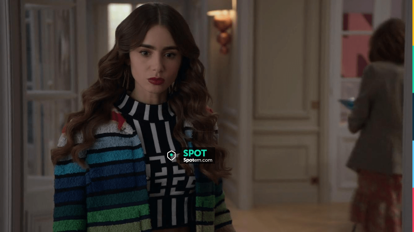 Moocci Monochrome Printed Skirt Co Ord Set usado por Emily Cooper (Lily Collins) como se ve en ...