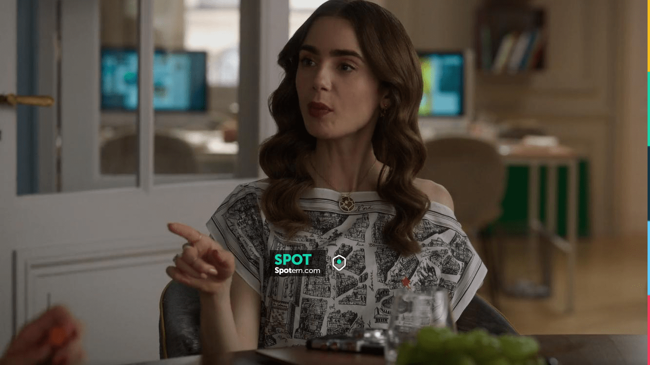 Agnes B Rue Du Jour Top worn by Emily Cooper (Lily Collins) as seen in ...
