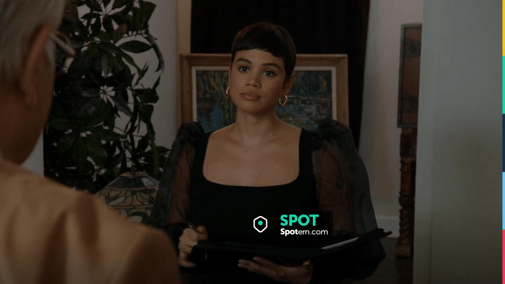 Alice + Olivia Abella Puff Sleeve Square Neck Sweater worn by Assistant ...