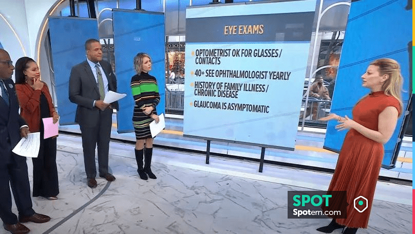 Ralph Lauren Pleated Satin & Knit Day Dress worn by Dr. Anne Negrin as ...