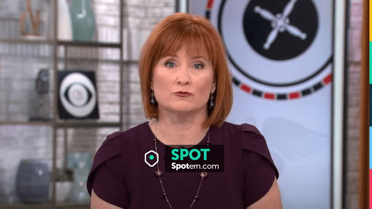 Calvin Klein Tulip Sleeve Sheath in Aubergine worn by Anna Werner as ...