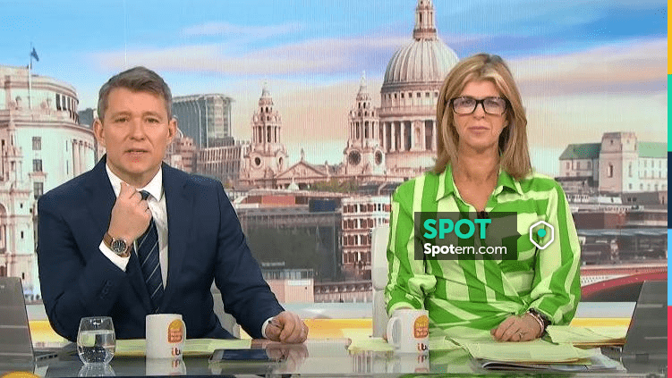 Chic Me Colorblock Striped Print Shirt Dress worn by Kate Garraway as ...