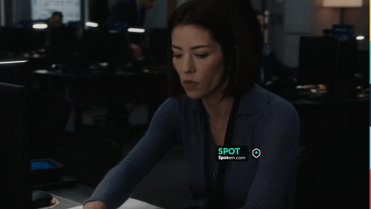 Vince Purple Knit Henley Polo Pullove worn by Analyst Elise Taylor ...