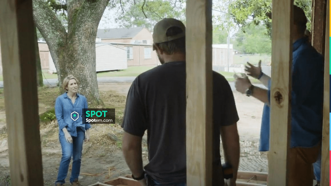 Cloth and Stone Denim Printed Shirt worn by Erin Napier as seen in Home ...