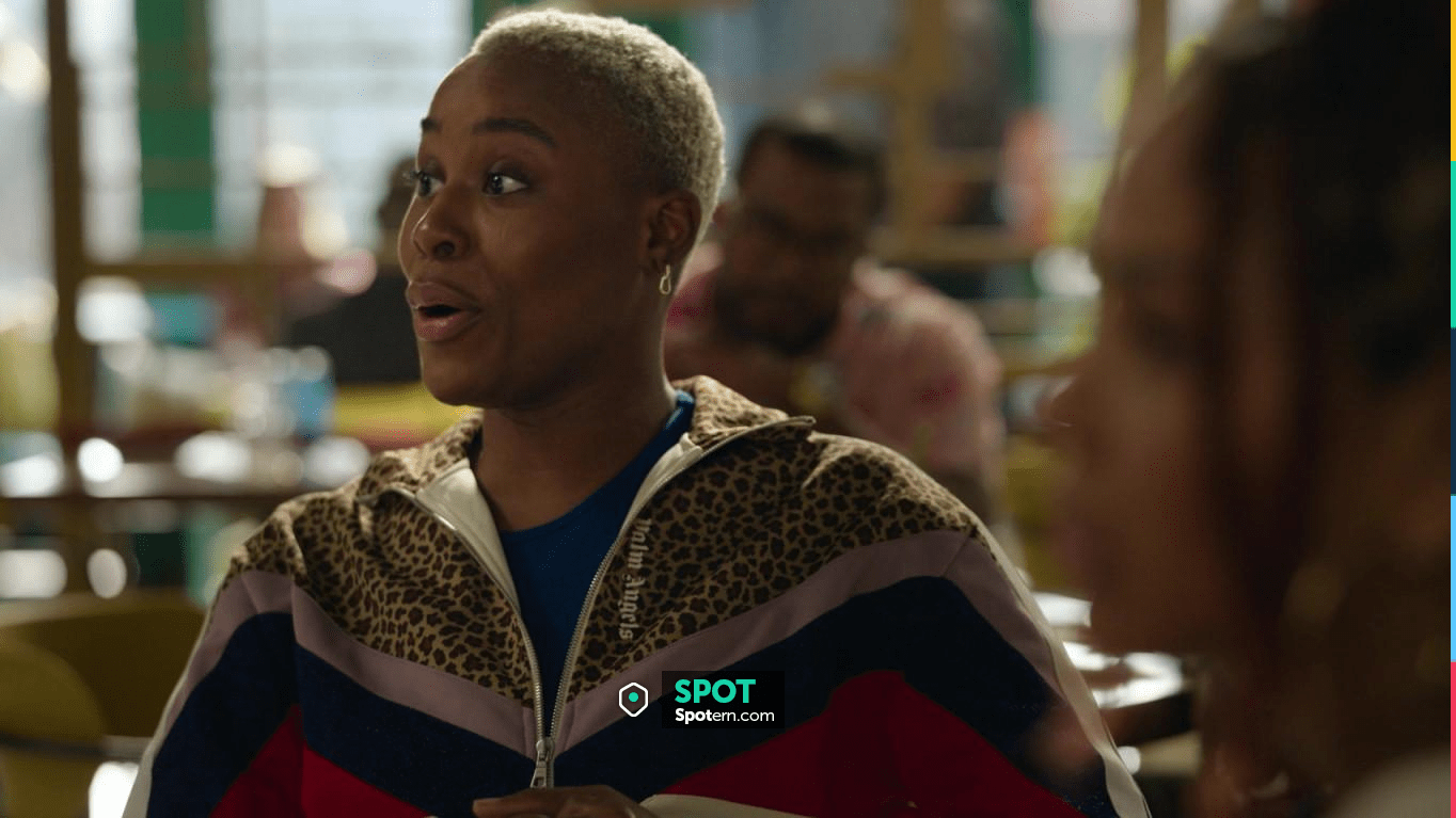 Palm Angels color block zip sweater worn by Tye (Jerrie Johnson) as ...