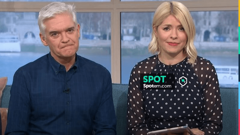 LK Bennett Addison Navy and Cream Spot Recycled Polyester Dress worn by ...