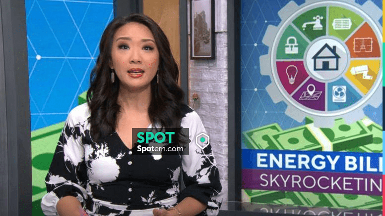 Karl Lagerfeld Floral Printed Silky Crepe Midi Dress worn by Nancy Chen ...