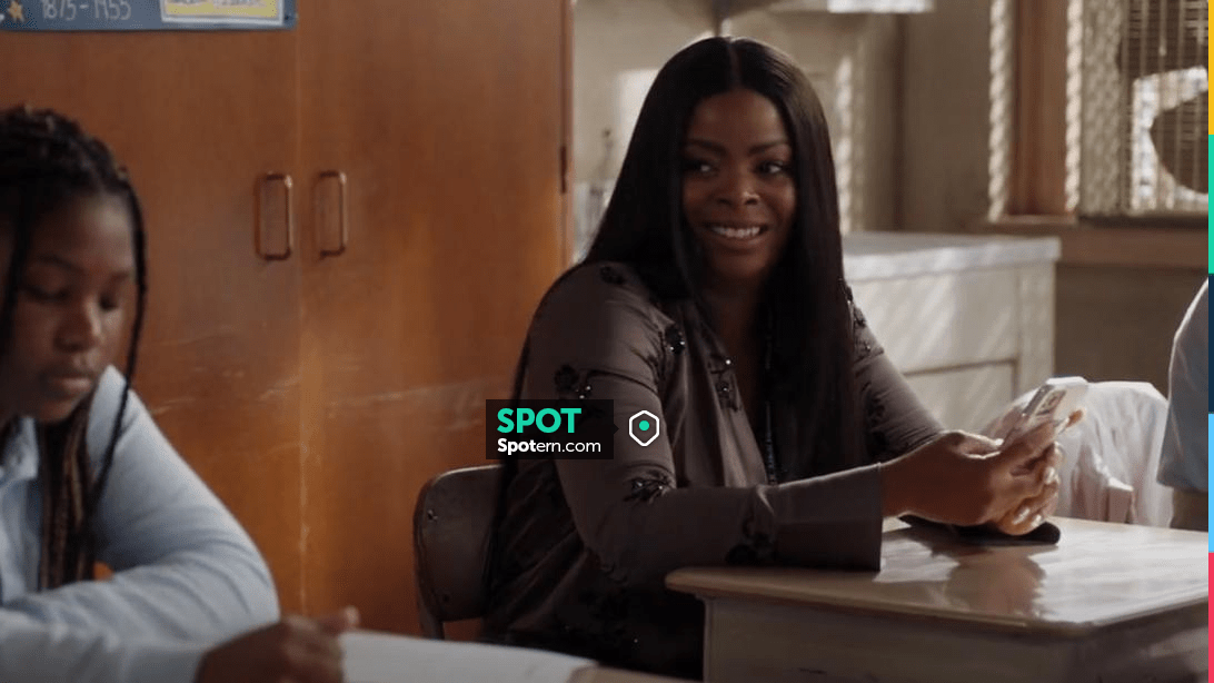 Zara Embroidered Surplice Blouse worn by Ava Coleman (Janelle James) as ...