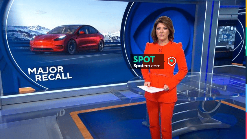Sportmax Stecca Jersey Jacket worn by Norah O'Donnell as seen in CBS ...