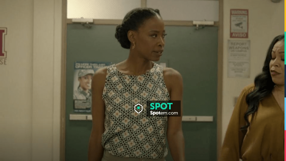 Theory Printed Silk Sleeveless Racerback Top worn by Grace James ...