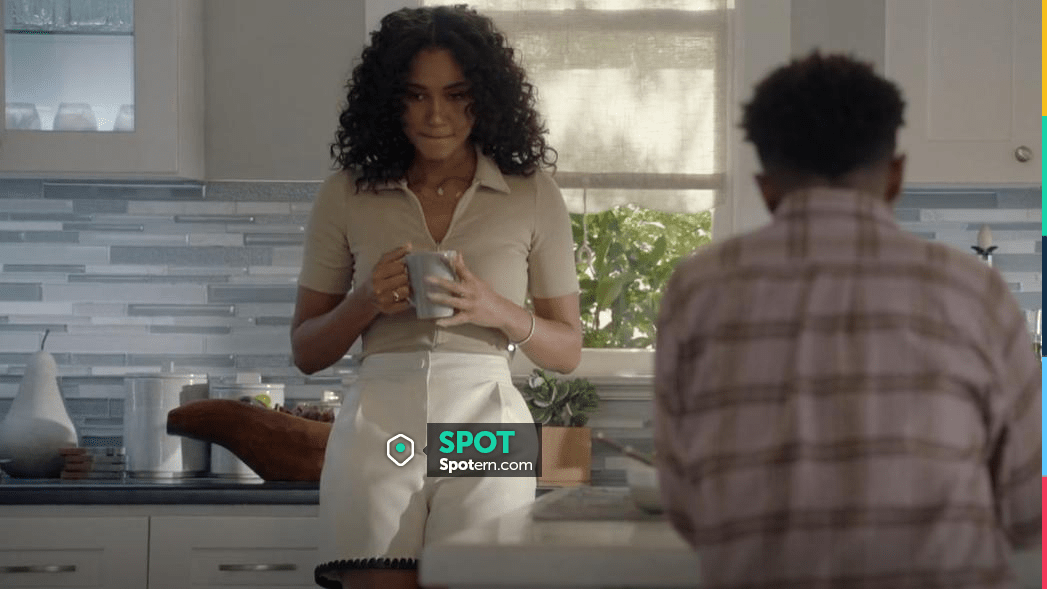 Milly Yohanna Faux Leather Crochet Shorts worn by Layla Keating (Greta ...