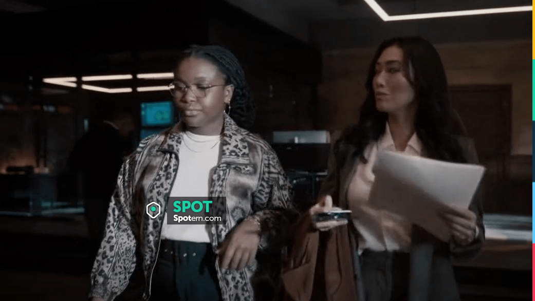 Jenny And Pearl Animal Print Silk Bomber worn by Courtney Taylor as ...