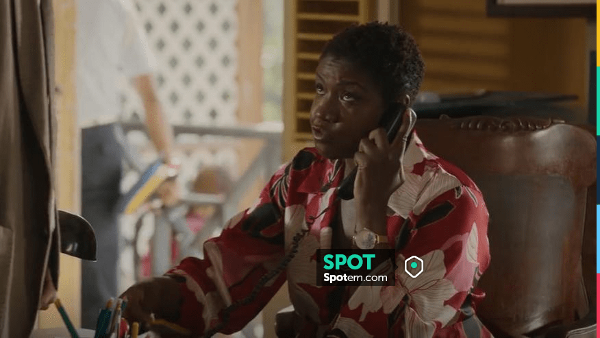 Zara Red Flo­ral Top worn by Darlene Curtis (Ginny Holder) as seen in ...