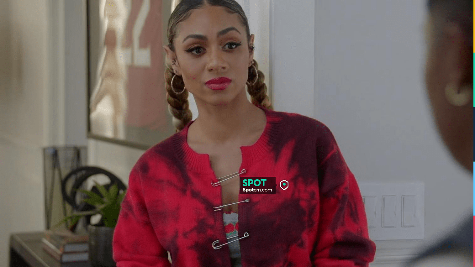 Akira Tie Dye Detail Cardi worn by Patience (Chelsea Tavares) as seen ...