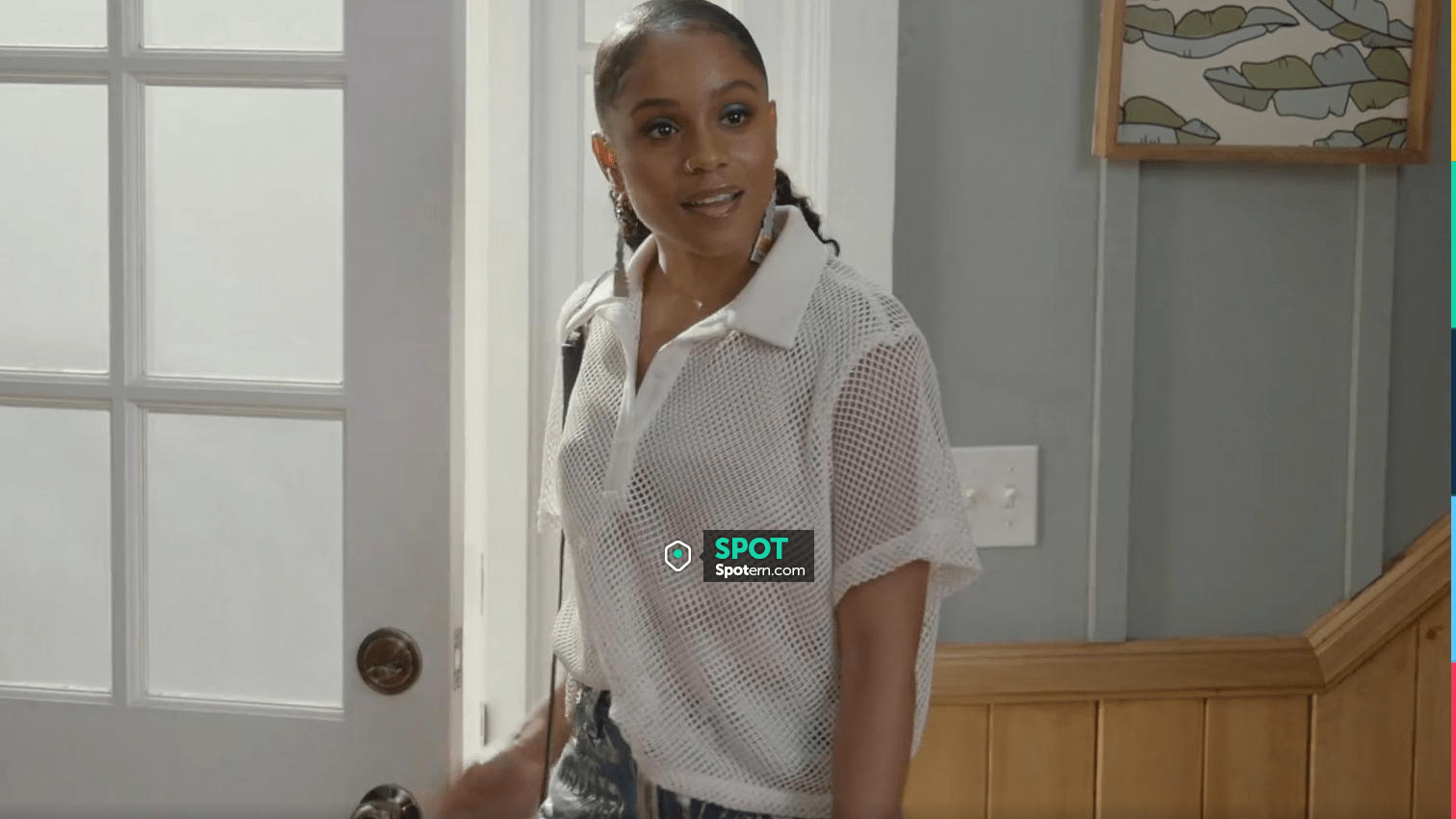 Fe Noel Folo Cropped Fishnet Polo Top worn by Simone Hicks (Geffri Maya ...