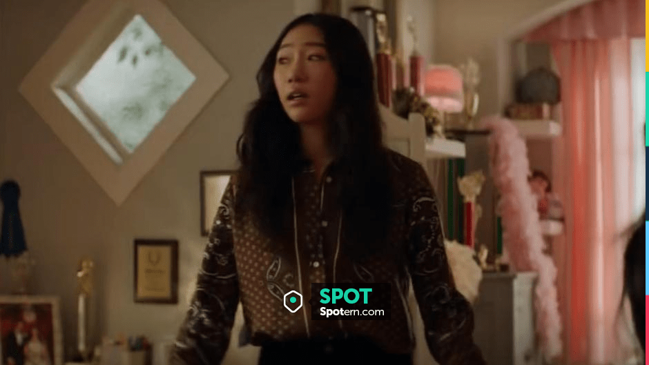 Sandro Pritned Twill Shirt worn by Nicky Shen (Olivia Liang) as seen in ...