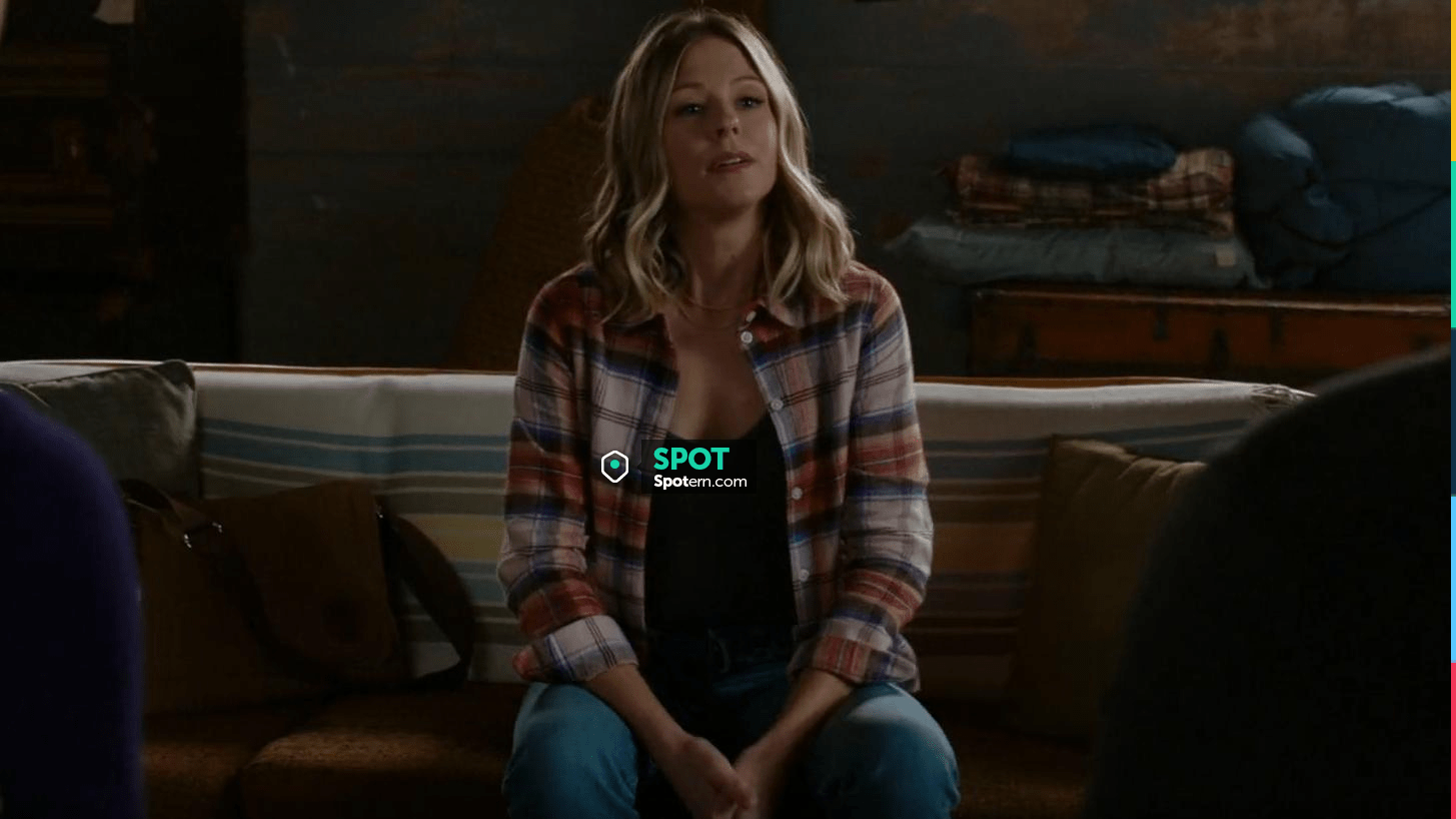 Old Navy Cozy Long Sleeve Button Front Plaid Shirt worn by Ms Olsen as ...