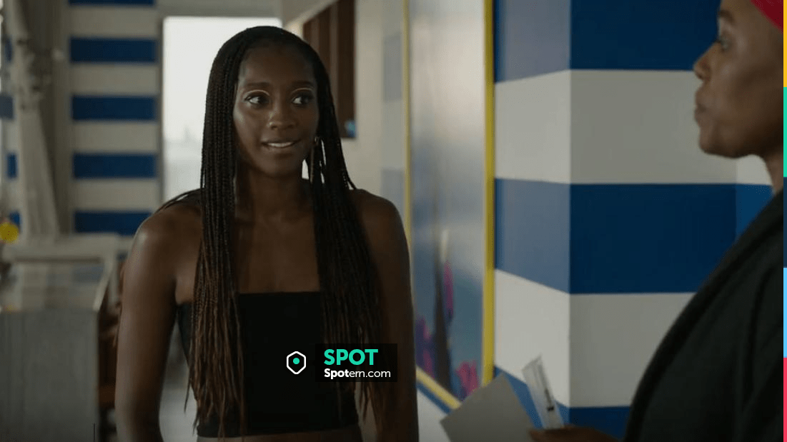 Topshop Ba­sic Rib Ban­deau Top worn by Aimee (Rachel True) as seen in ...