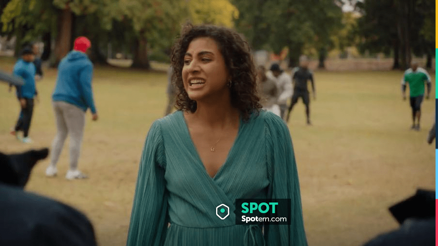 H&M Pleated Wrap-Front Dress worn by Emily Price (Vella Lovell) as seen ...