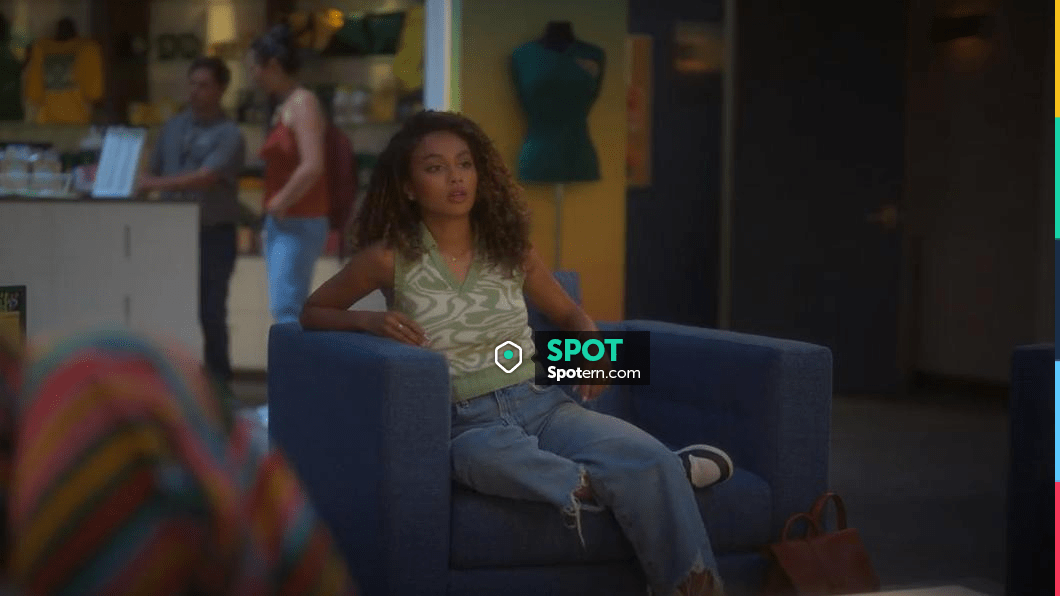 RSQ Swirl Johnny Collar Top worn by Kiela Hall (Daniella Perkins) as ...