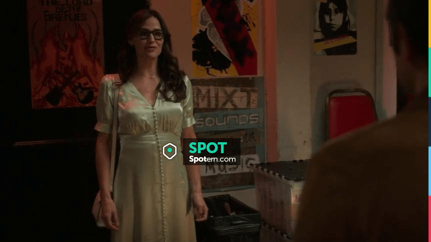 The Kooples Long Mint Green Dress with But­tons worn by Evie Adler ...