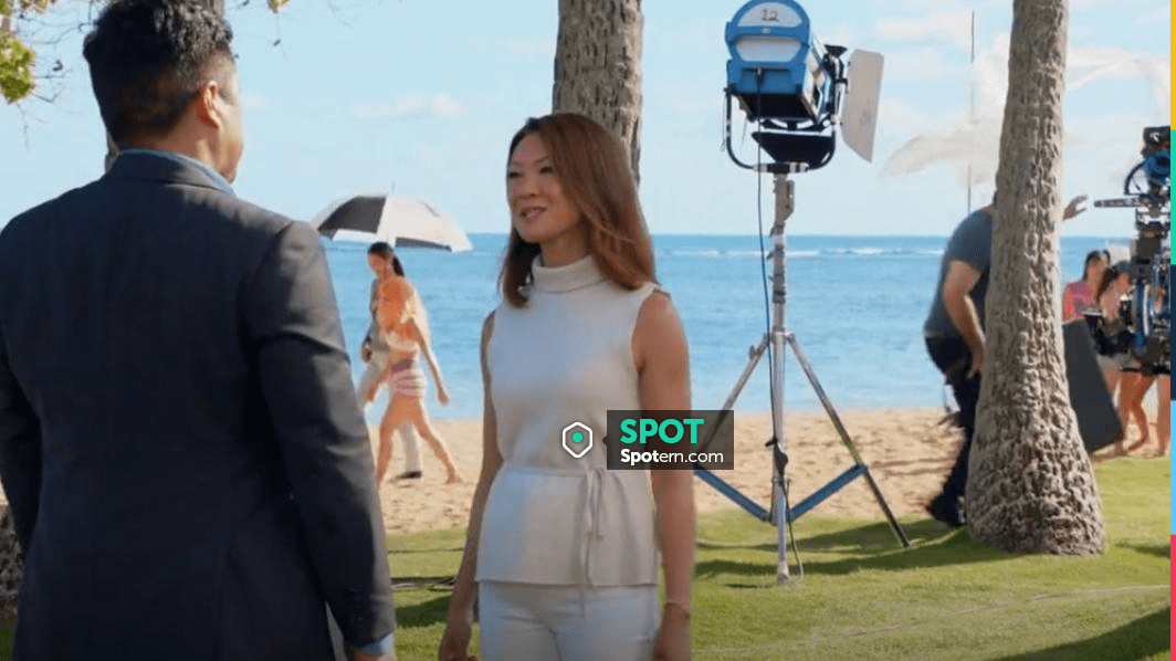 Zara Soft Drawstring Top worn by Ji Yoo Park (Amy Kim Waschke) as seen ...