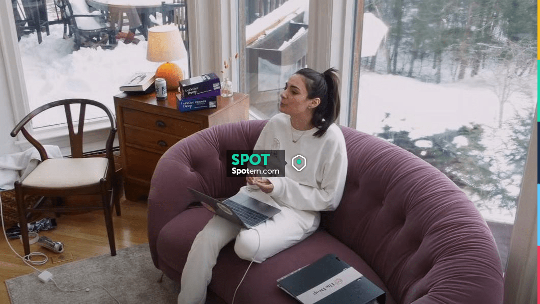 Shady Lady But­ter Fleece Crew Beach Club worn by Paige DeSorbo as seen ...