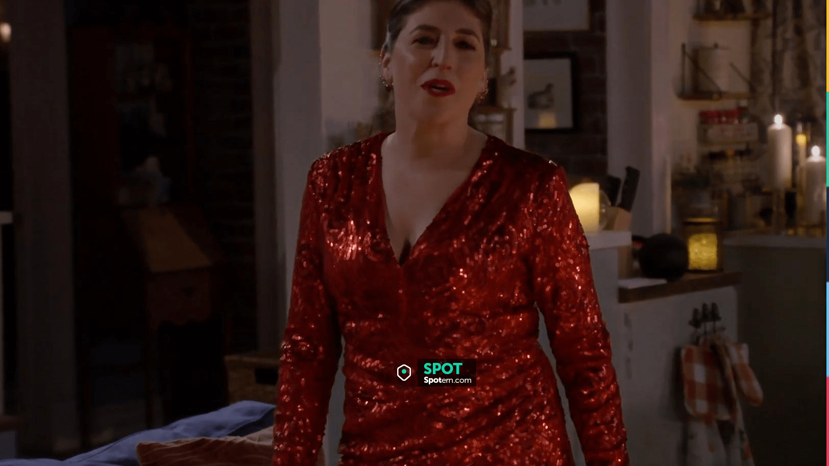 SHO Long Sleeve Sequin Floral Mini Dress worn by Kat (Mayim Bialik) as ...