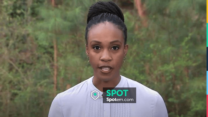 Elie tahari Paige Pin­tucked Blouse worn by Blayne Alexander as seen in Today on March 6, 2023 ...