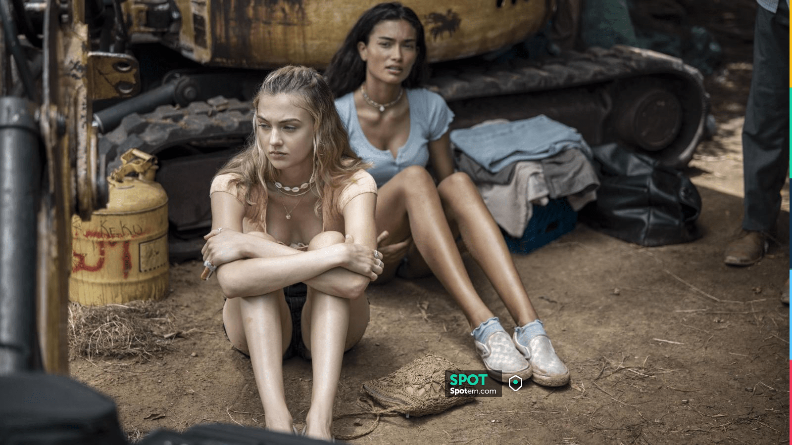 Checkered sneakers worn by The Executive (Tara Westwood) as seen in Plane | Spotern