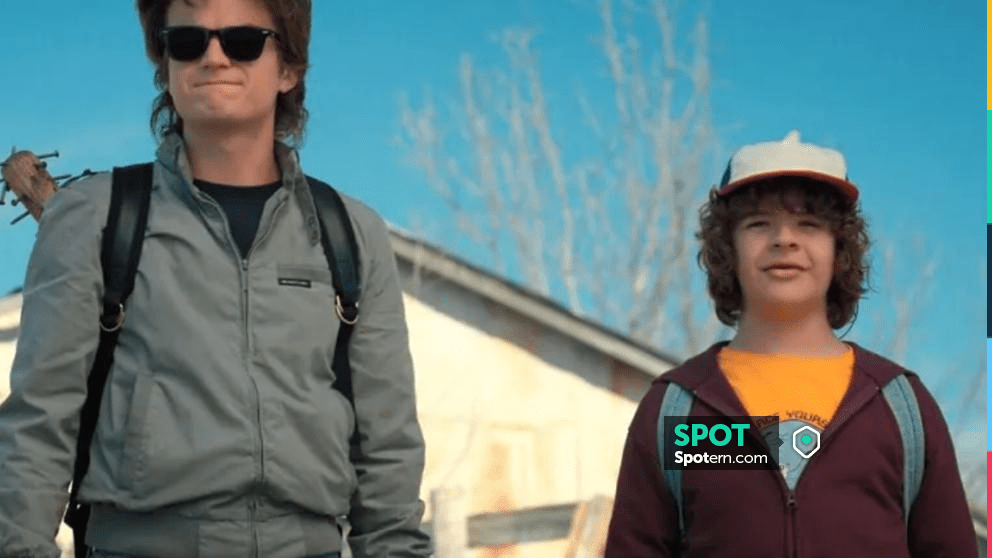 Orange "Brace Yourself for the Future" T-shirt worn by Dustin Henderson ...