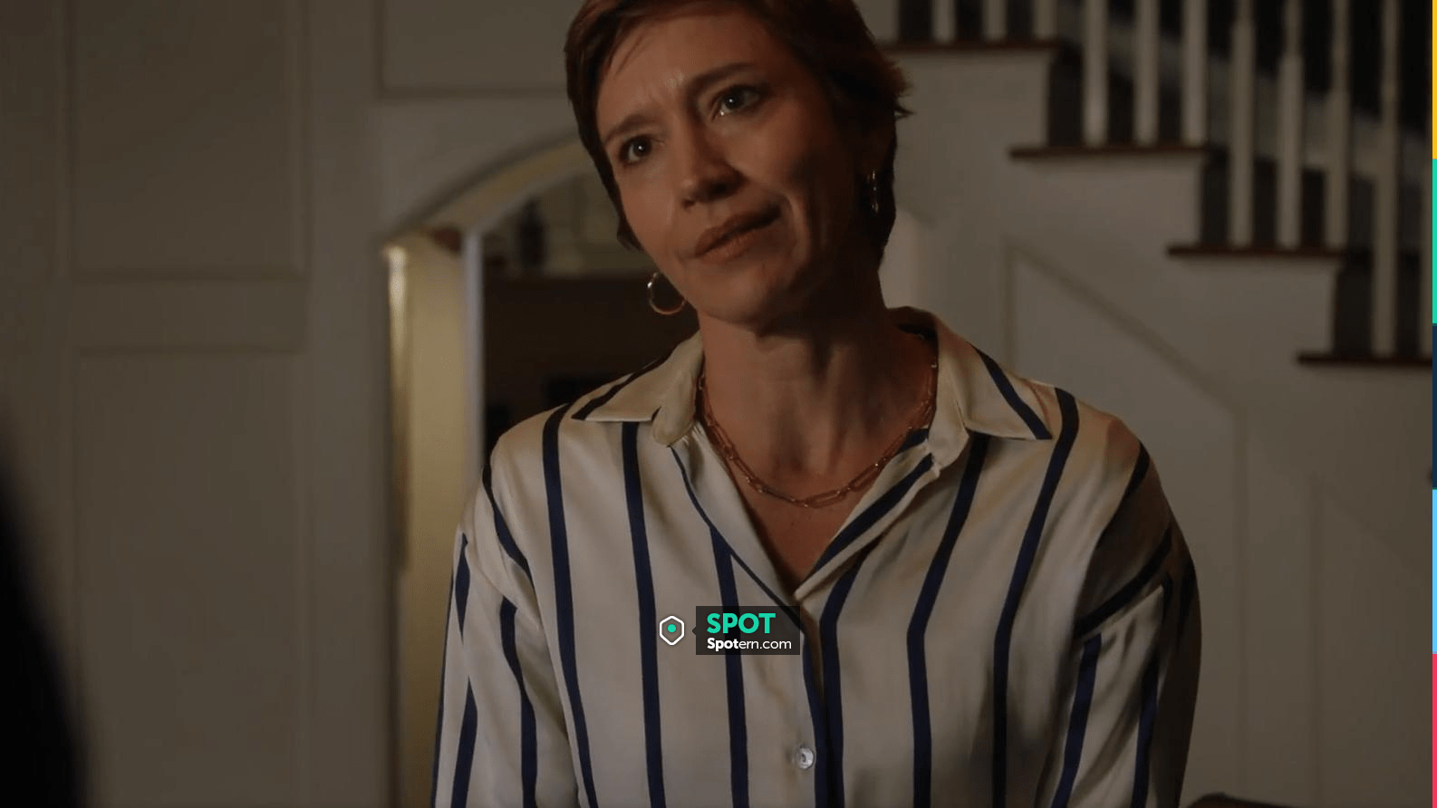 Zara Striped Satin Effect Oversized Shirt worn by Receptionist as seen ...