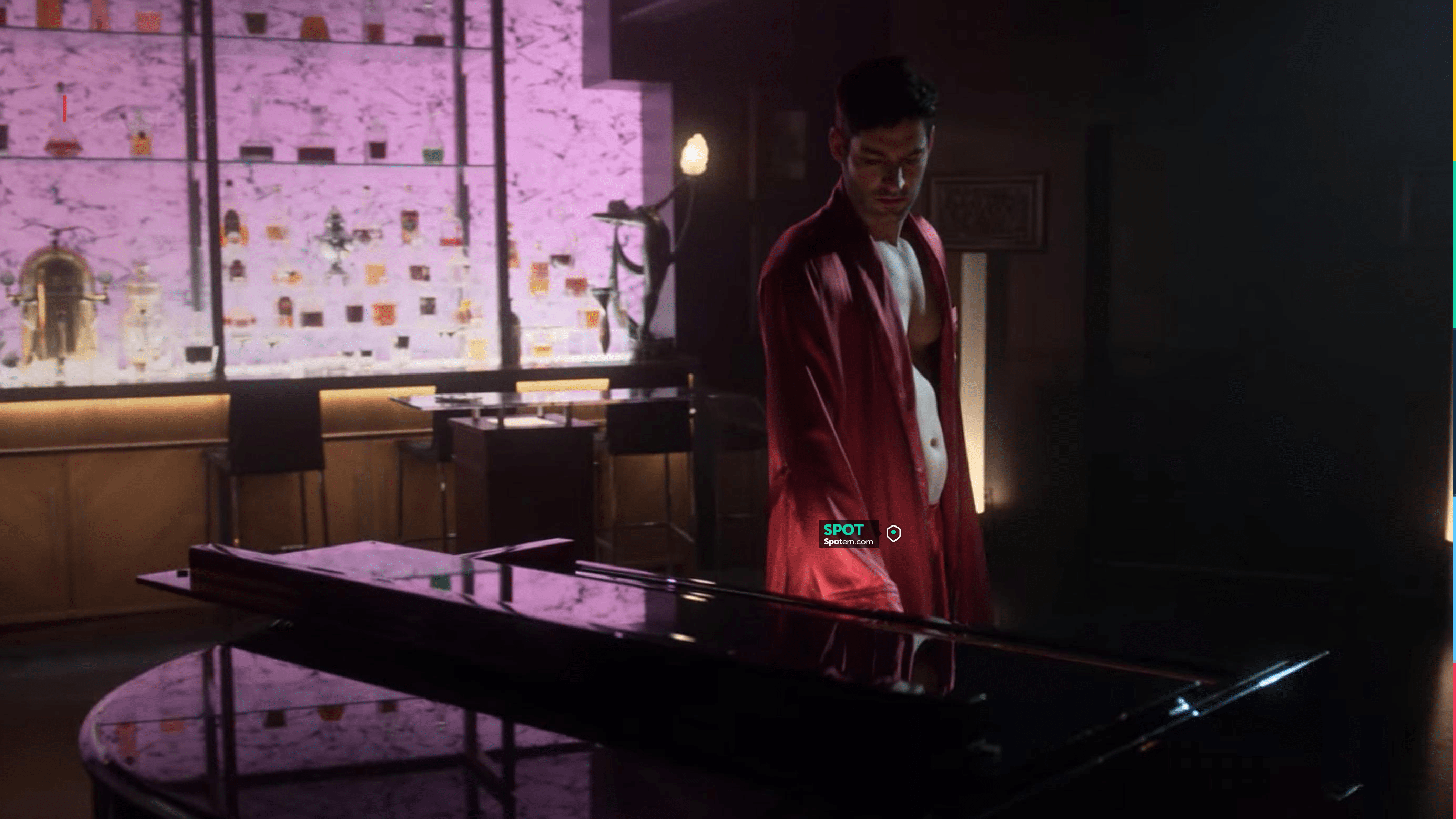 The red dressing gown and pants ensemble worn by Lucifer Morningstar ...