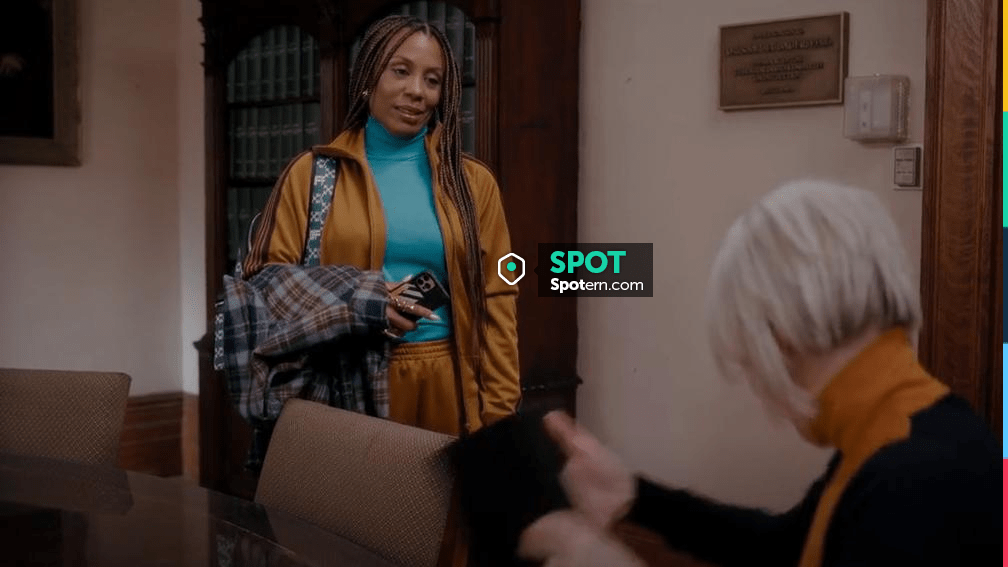 Veste zippée bicolore à aiguilles portée par le Dr Nya Wallace (Karen ...