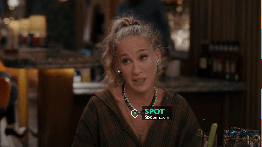 Nak Armstrong Baguette Tile Riviere Necklace worn by Carrie Bradshaw ...