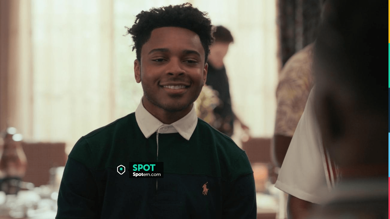 Ralph Lauren Striped Long-Sleeved Polo Shirt worn by Kyle Banks (Amarr M. Wooten) as seen in Bel ...