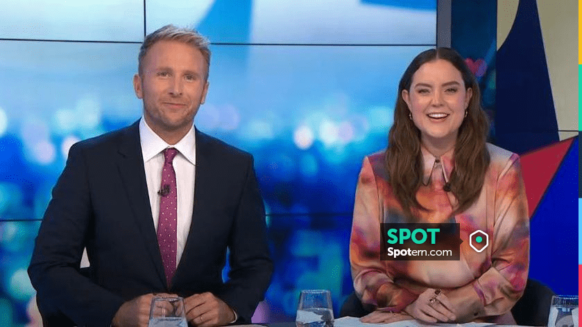 Cue Clothing Watercolour Satin Dress worn by Georgie Tunny as seen in ...