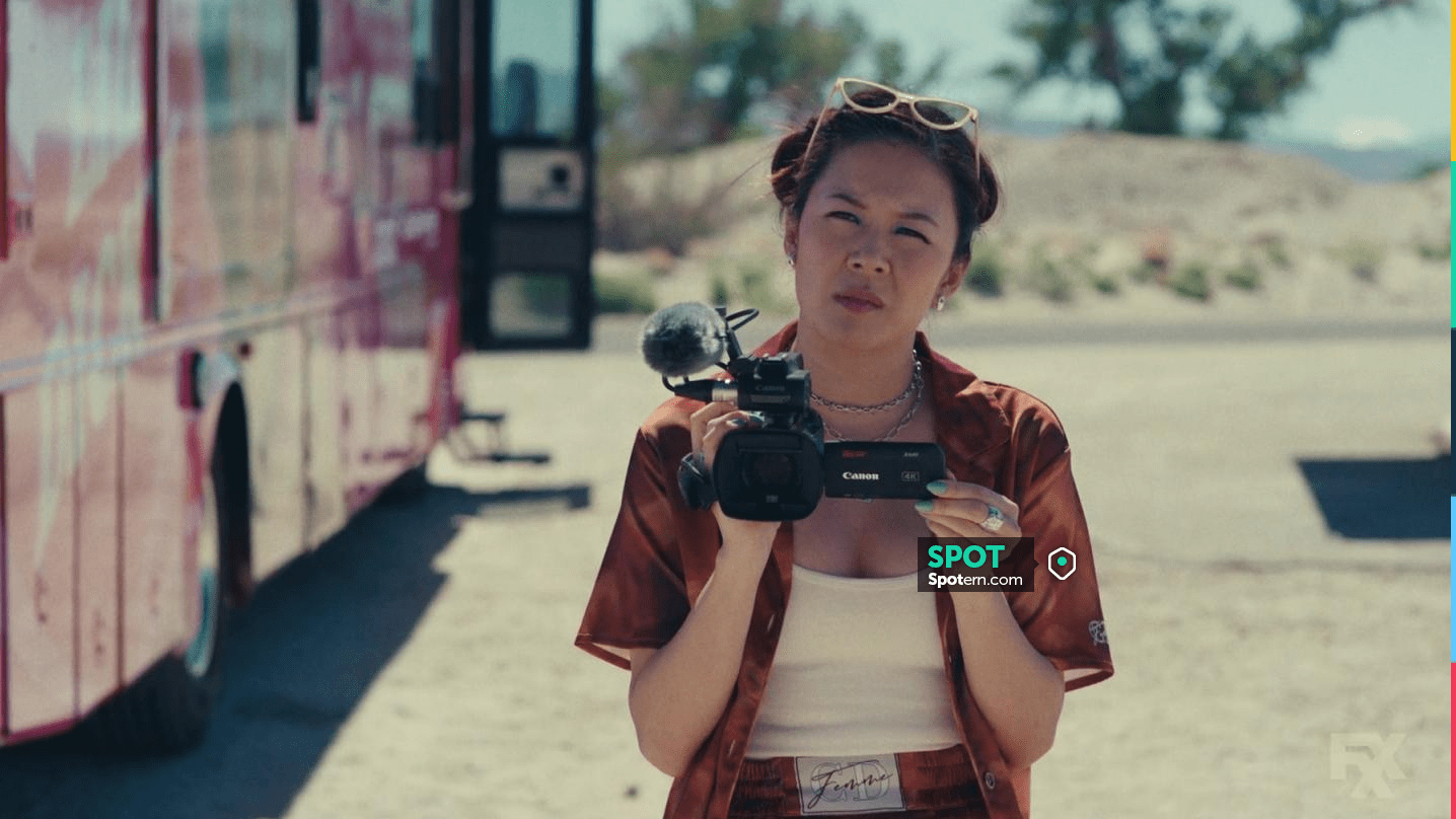 CD Femme shelby silk shirt in brown worn by Emma (Christine Ko) as seen ...