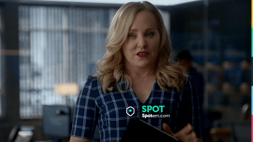 Escada V-Neck Short-Sleeve Windowpane Sheath Dress worn by Marissa ...