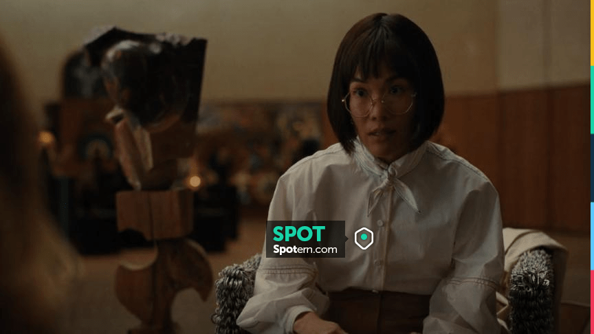 Tory Burch Poplin Bow Top­stitch Blouse worn by Amy Lau (Ali Wong) as ...